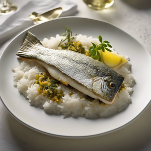 Robalo com crosta de azeitonas e arroz branco | Mestre do Fogão
